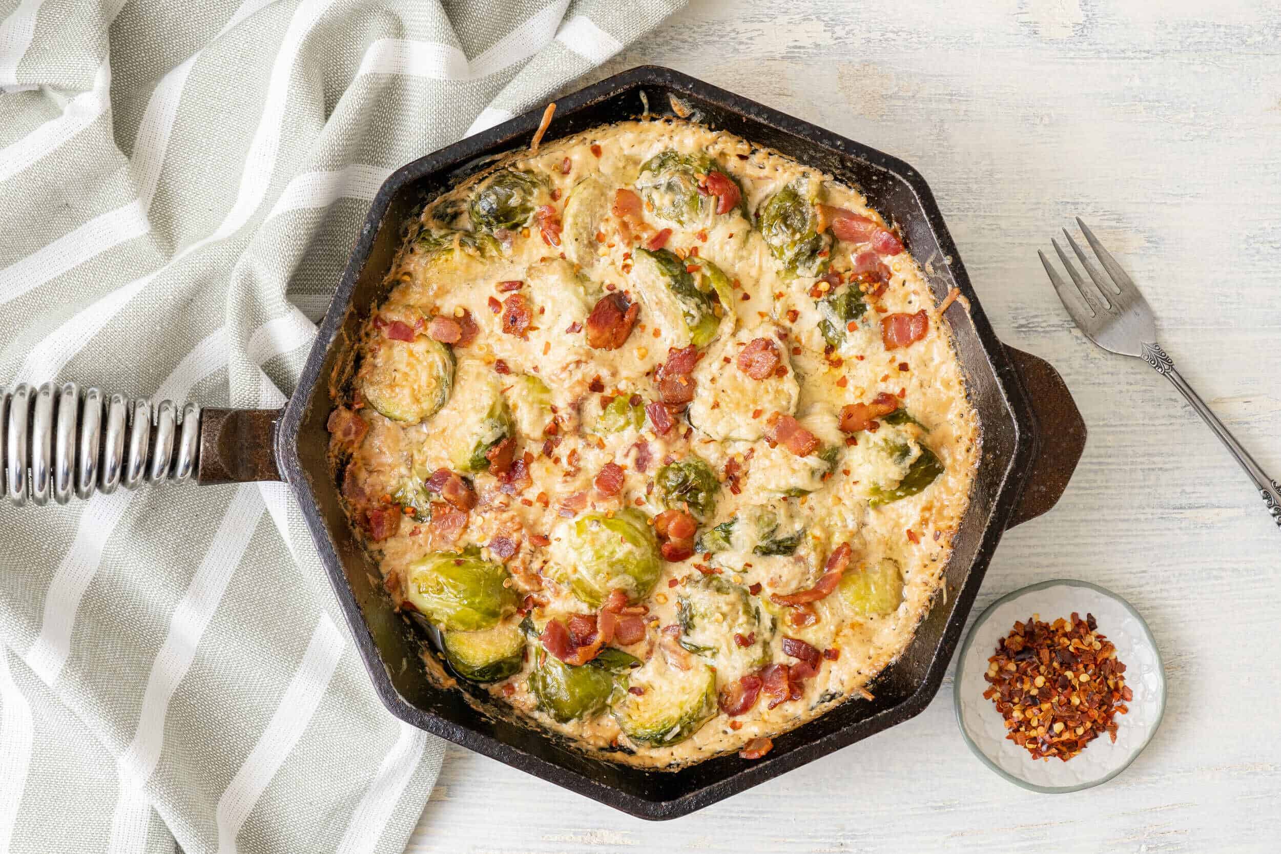 Cheesy Brussels Sprouts with Bacon - Hey Recipe