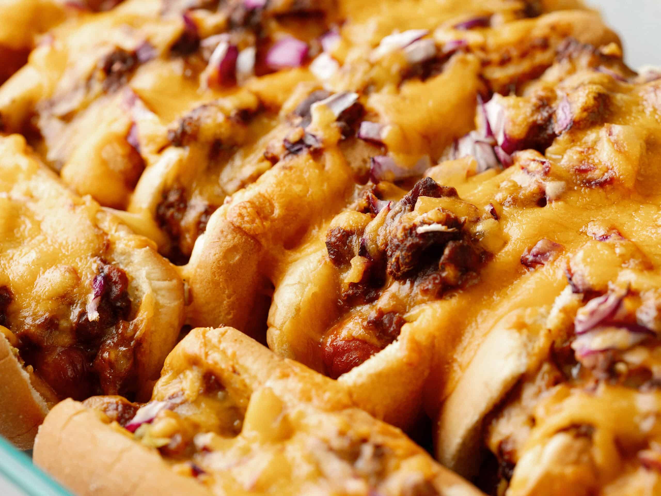 Loaded Oven-Baked Hot Dogs - Hey Recipe