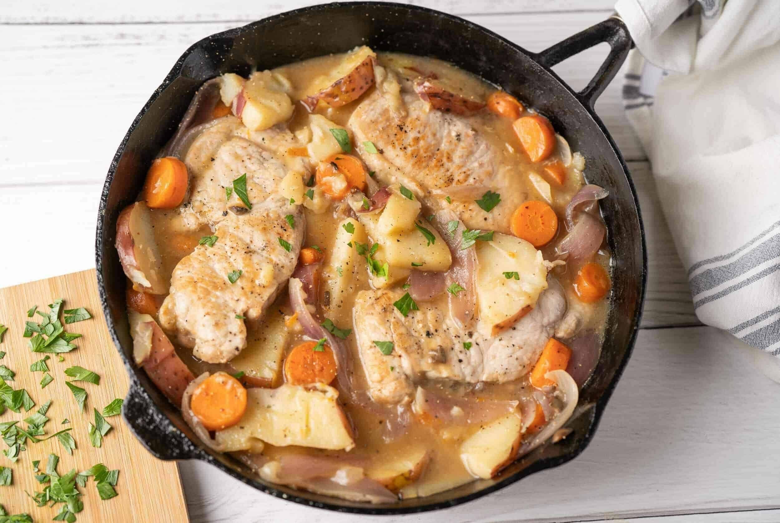 One-Skillet Pork Chop Supper - Hey Recipe