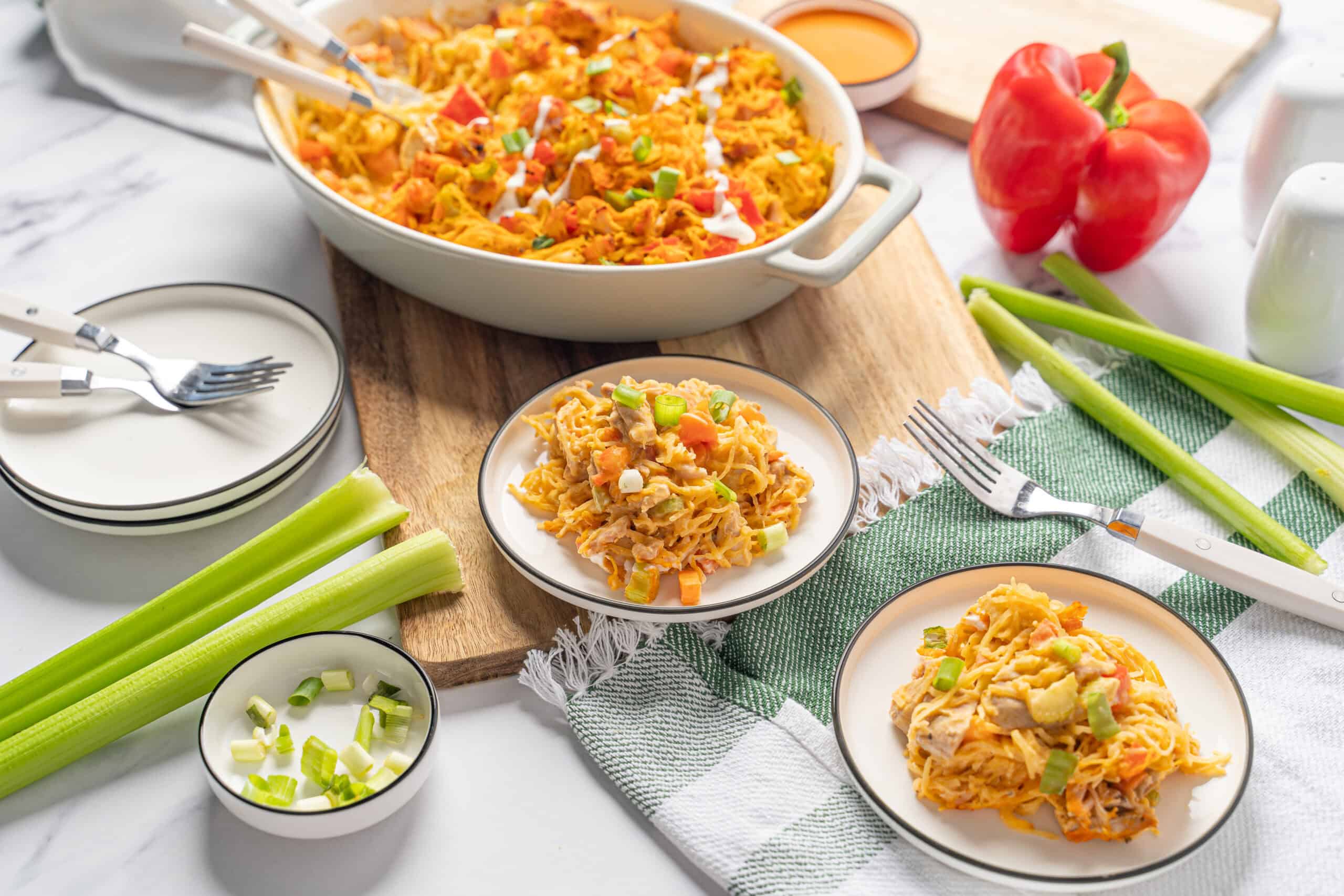 Skinny Buffalo Chicken Casserole - Hey Recipe